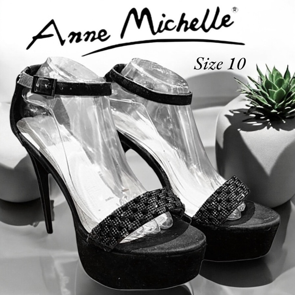 Anne Michelle Flashback Rhinestones Platform Suede He… - Gem